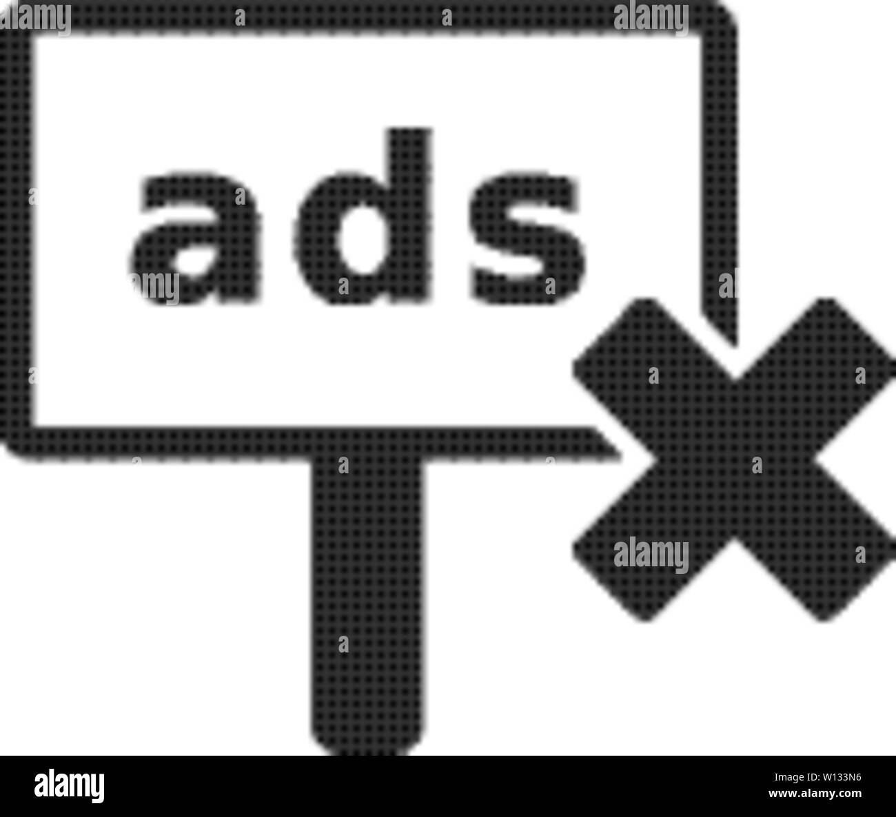 Ad post with cross sign icon in single grey color Stock Vector Image ...