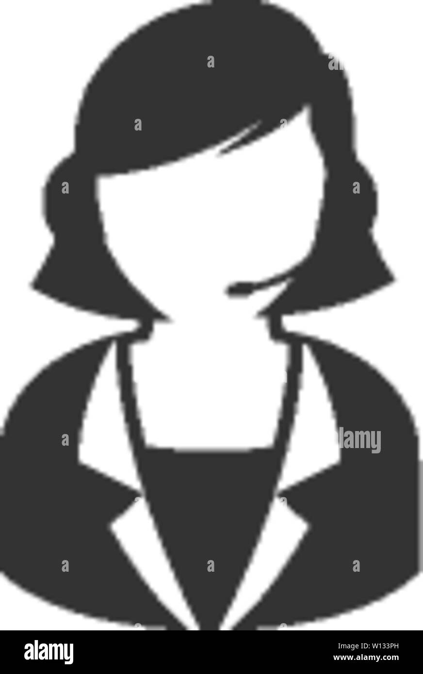 Female receptionist icon in single grey color. Call center, support ...