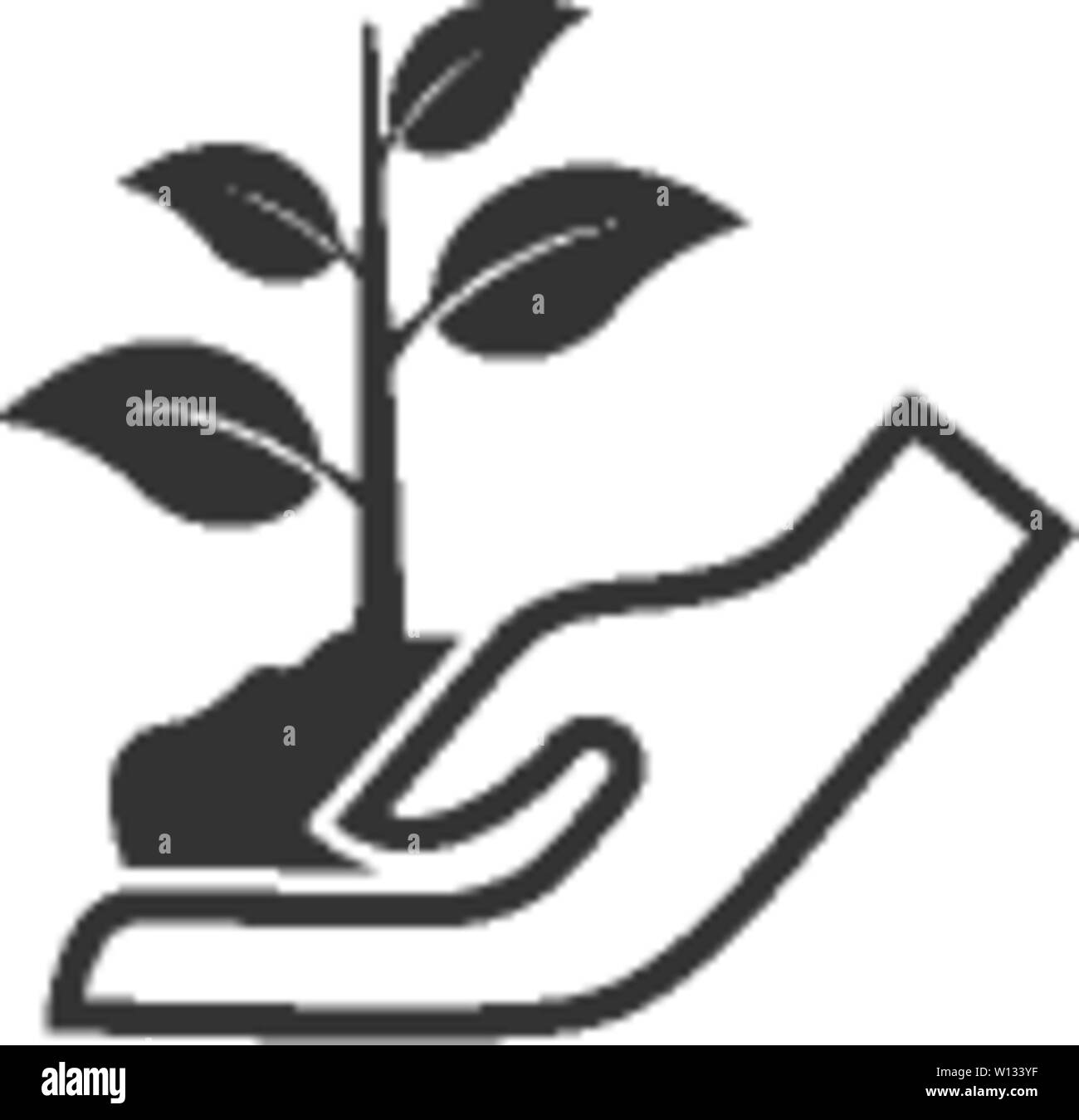 Hand holding tree icon in single color. Ecosystem environment ...