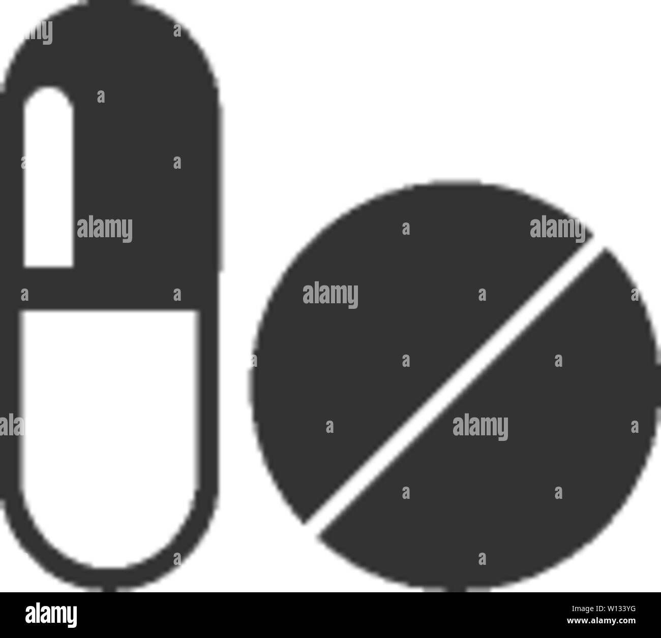 Pills icon in single grey color. Vitamin medicine drugs painkiller ...