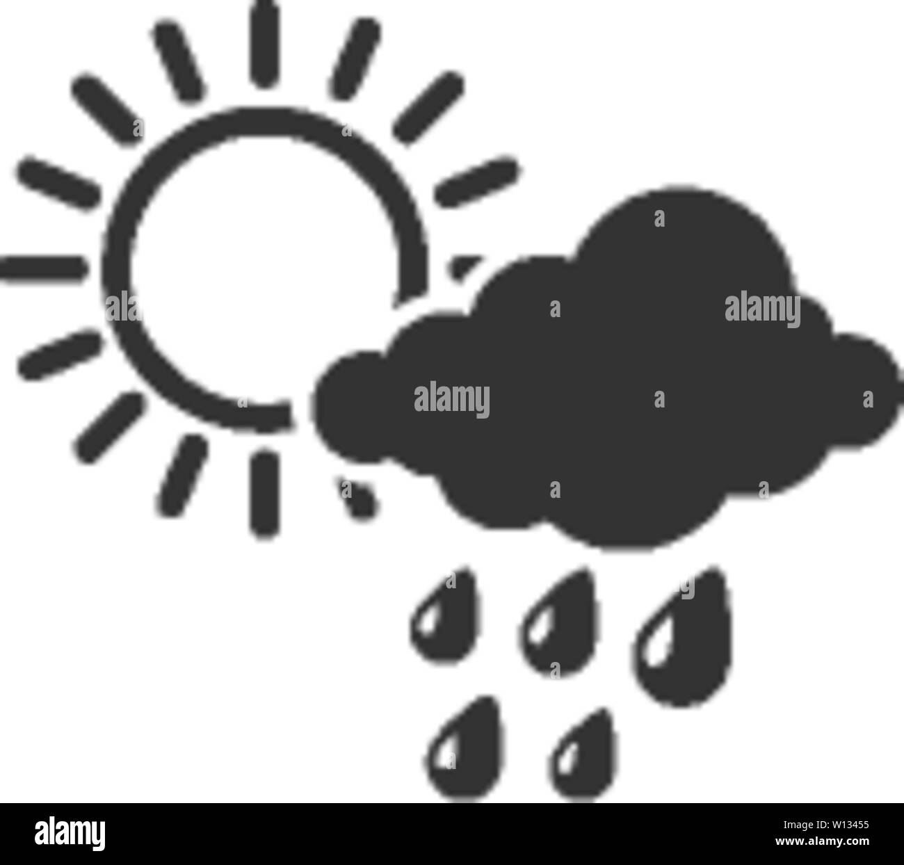 Weather overcast partly rain icon in single color. Nature forecast ...