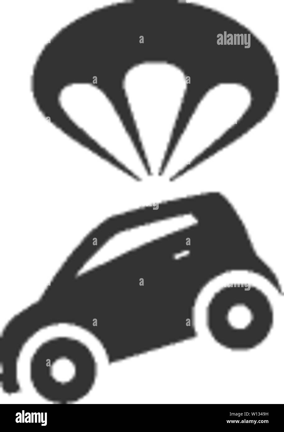 Car parachute icon in single color. Insurance protection investment ...