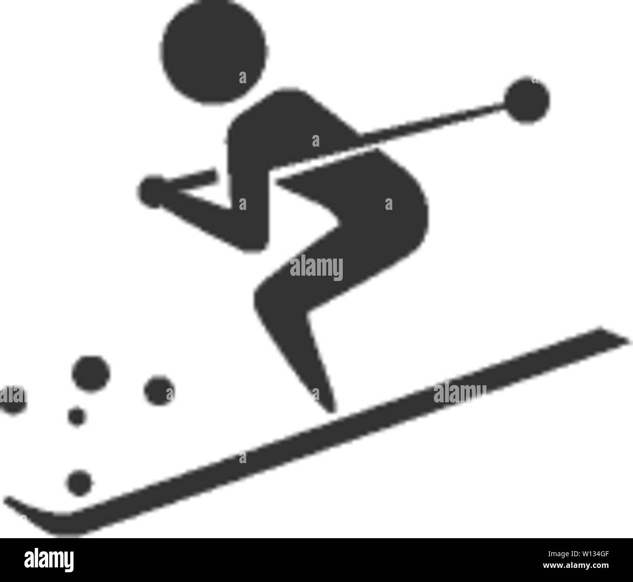 Skiing icon in single color. Sport people snow mountain downhill ...