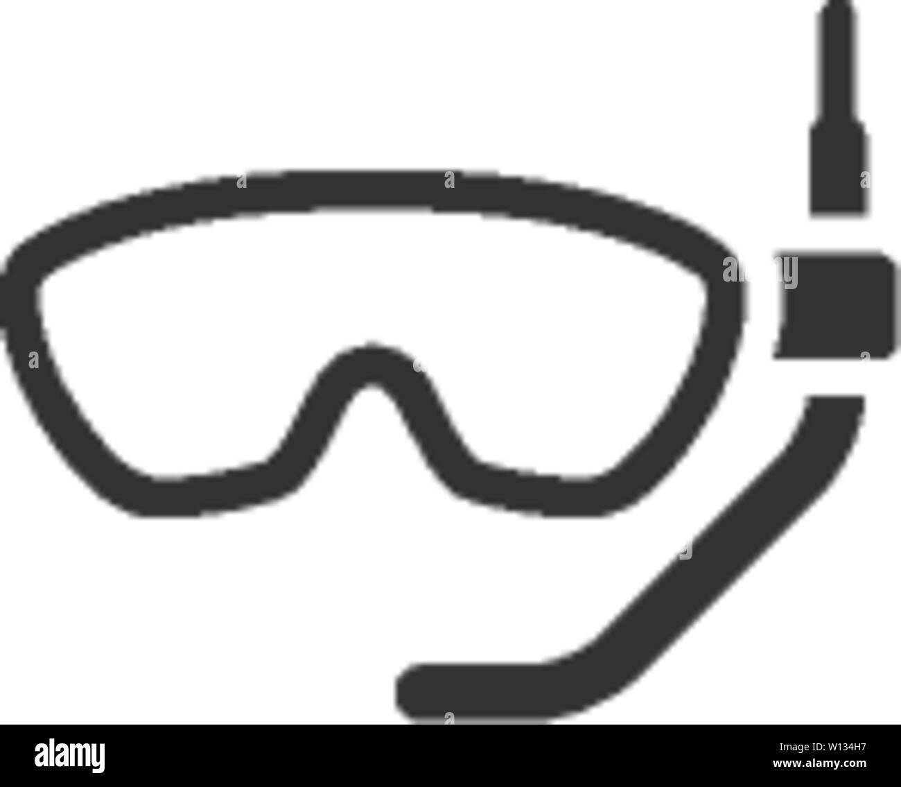 Snorkle mask icon in single color. Scuba sea diving fish breathing ...