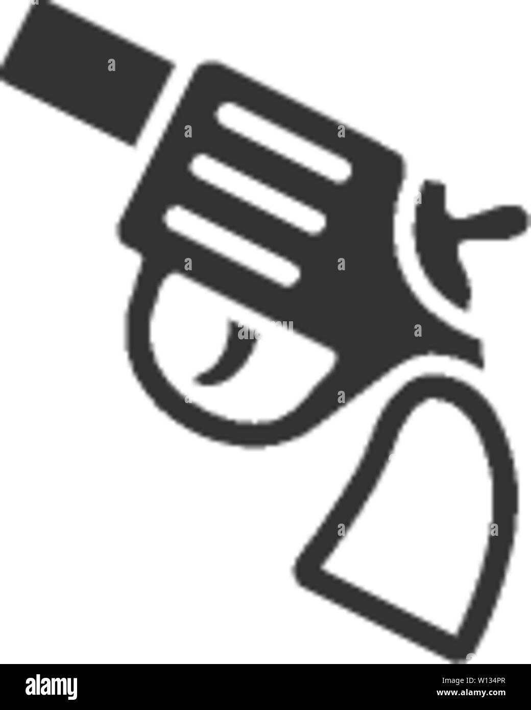 Revolver gun icon in single grey color. Handgun danger police armed ...