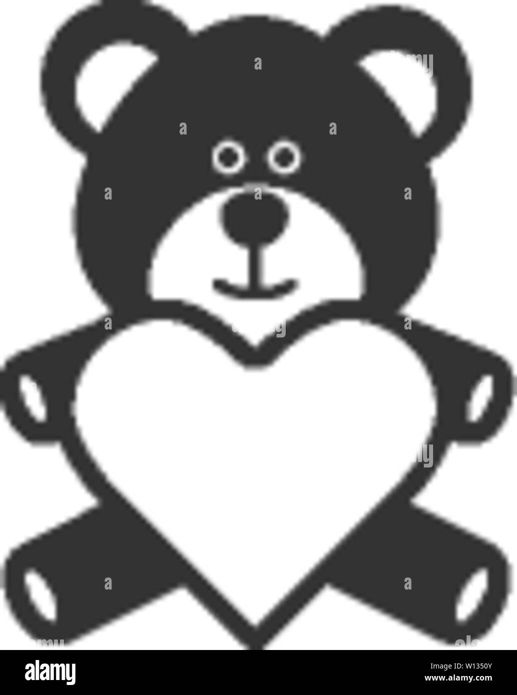 Teddy holding heart shape icon in single grey color Stock Vector Image ...