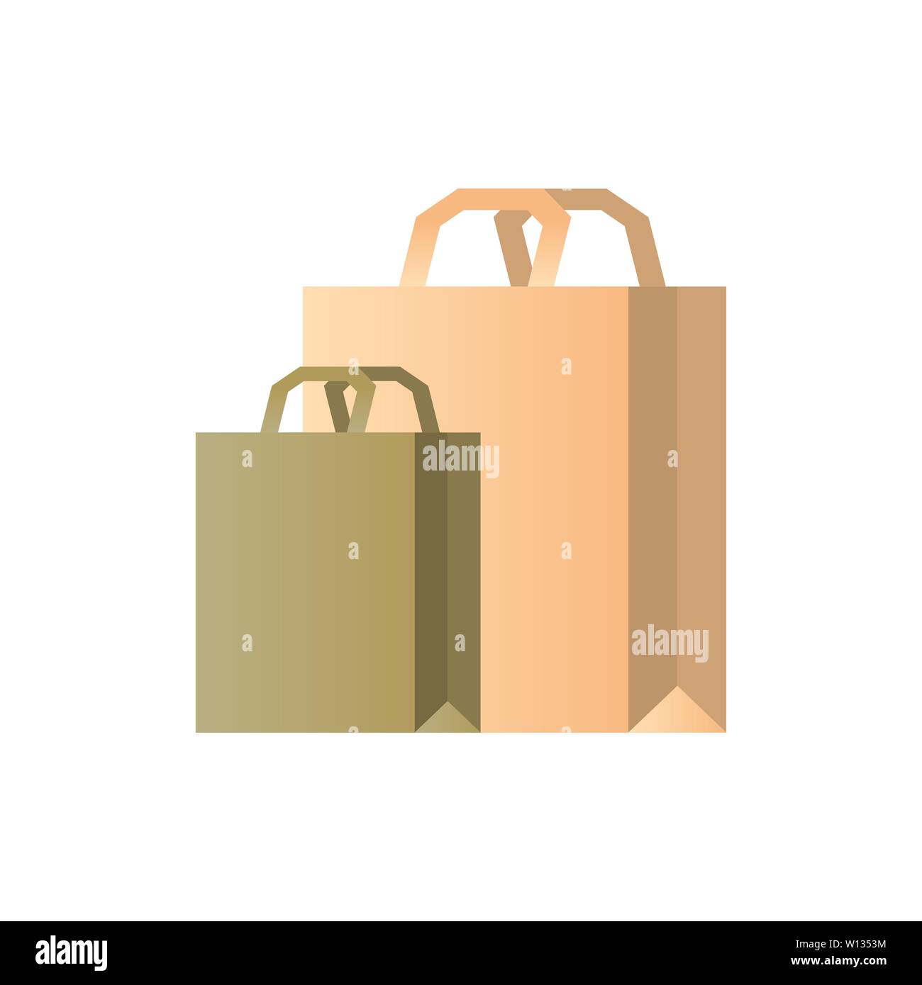 paper bags two eco-friendly packages packet handle icon flat white ...