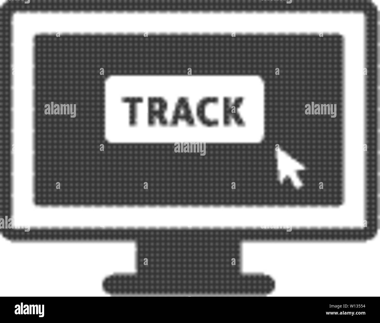 Tracking monitor icon in single grey color. Logistic, locate, courier ...