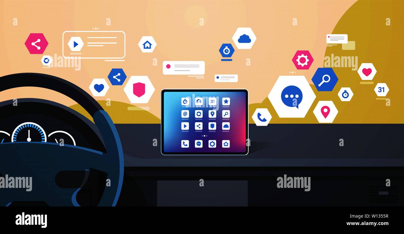 vehicle cockpit with smart driving assistance apps automobile computer ...