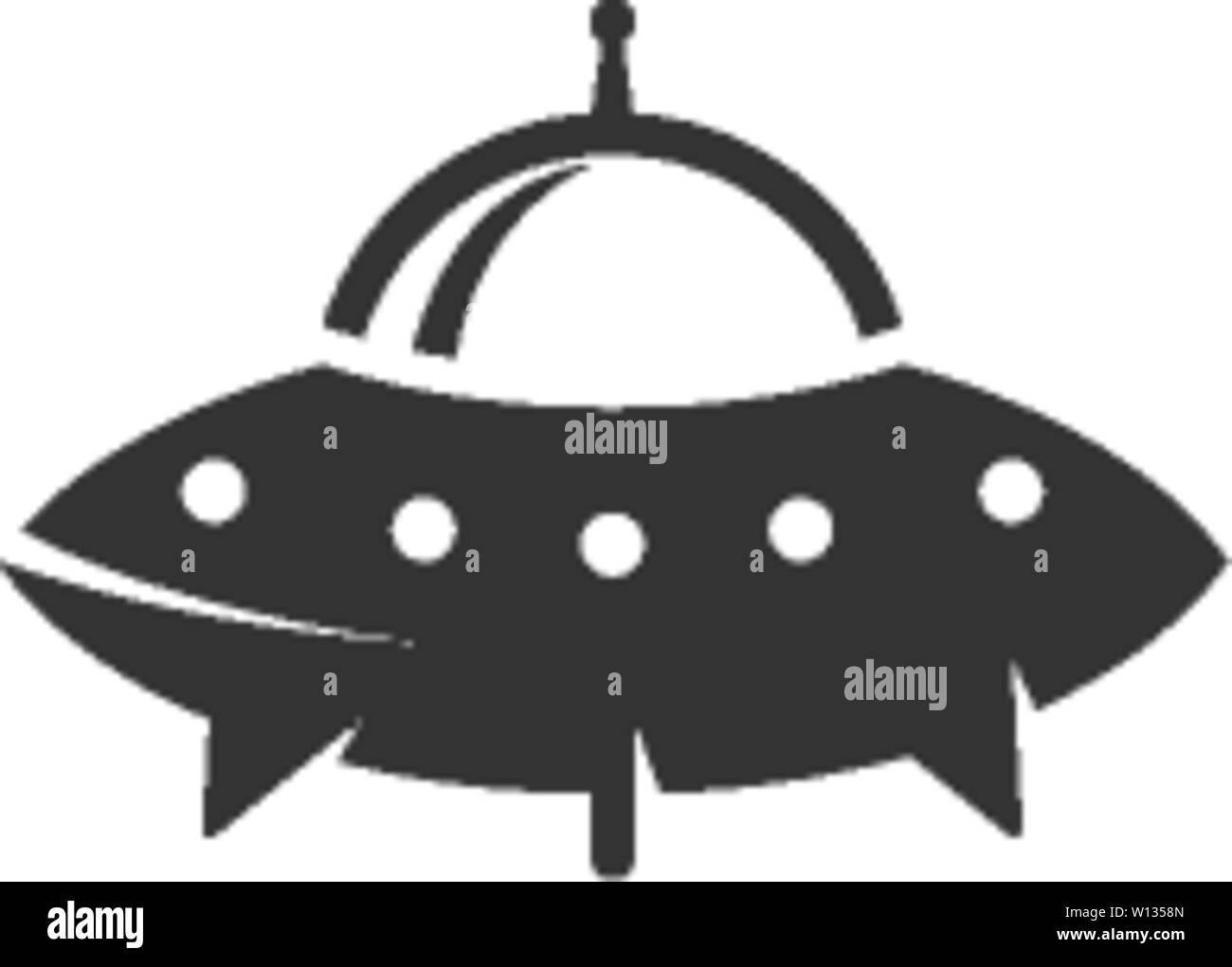 Flying saucer icon in single grey color. Alien, outer space, earth ...