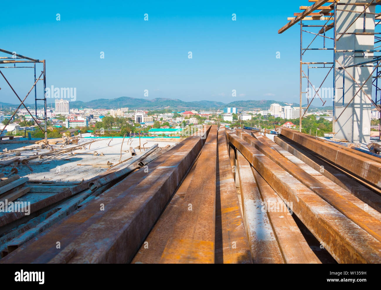 building structure outside Construction site on High rise Stock Photo ...