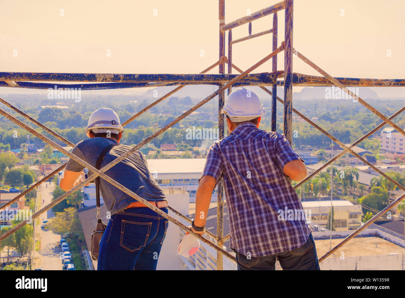 engineer consult construction site To plan development on housing High ...