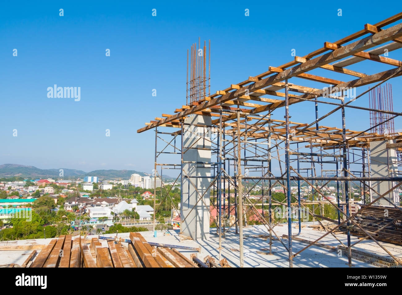 building structure outside Construction site on High rise Stock Photo ...