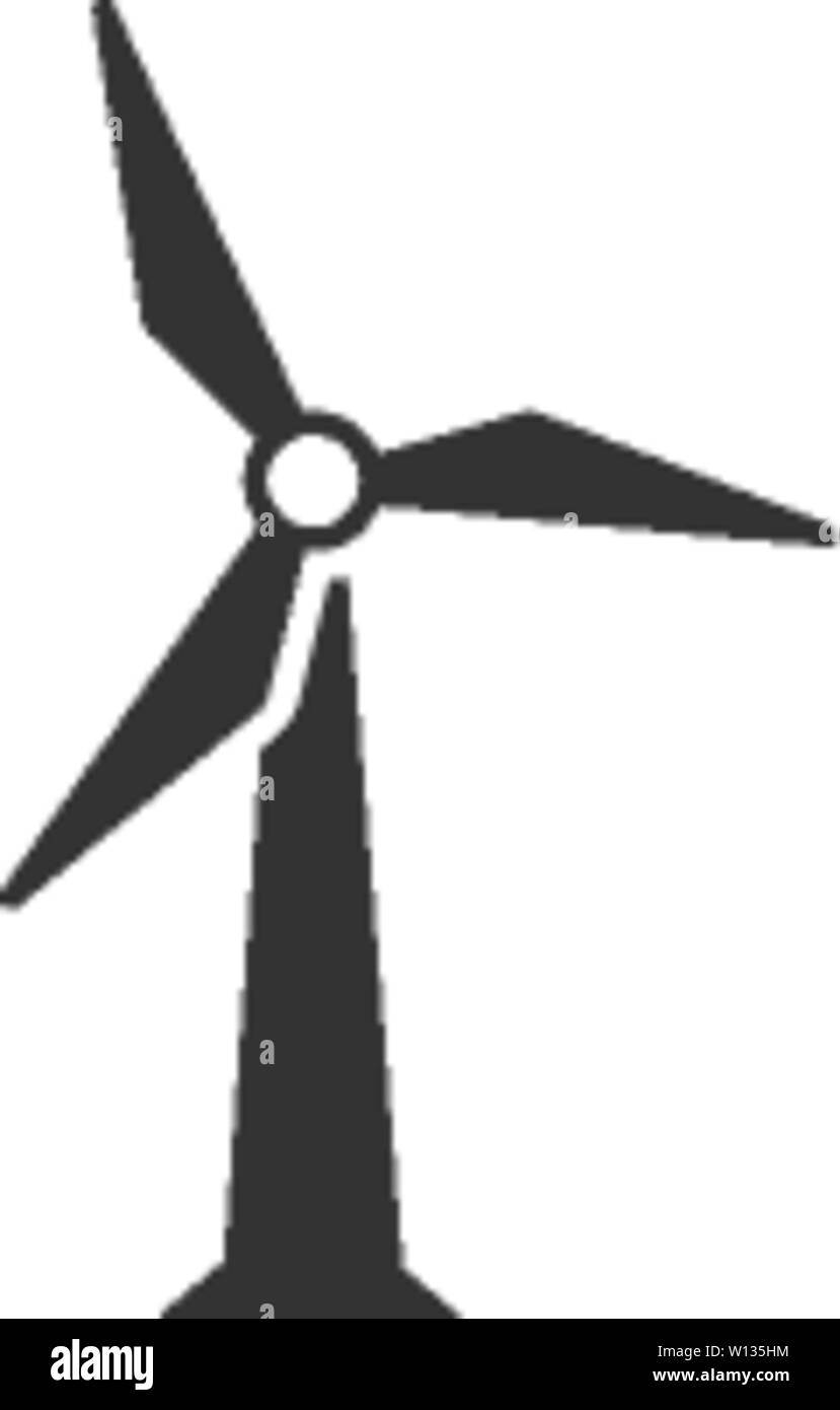 Wind turbine icon in single grey color. Power generation energy ...