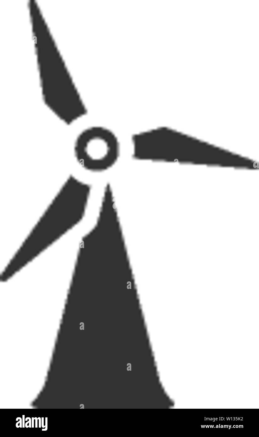 Wind turbine icon in single grey color. Energy renewable green ...