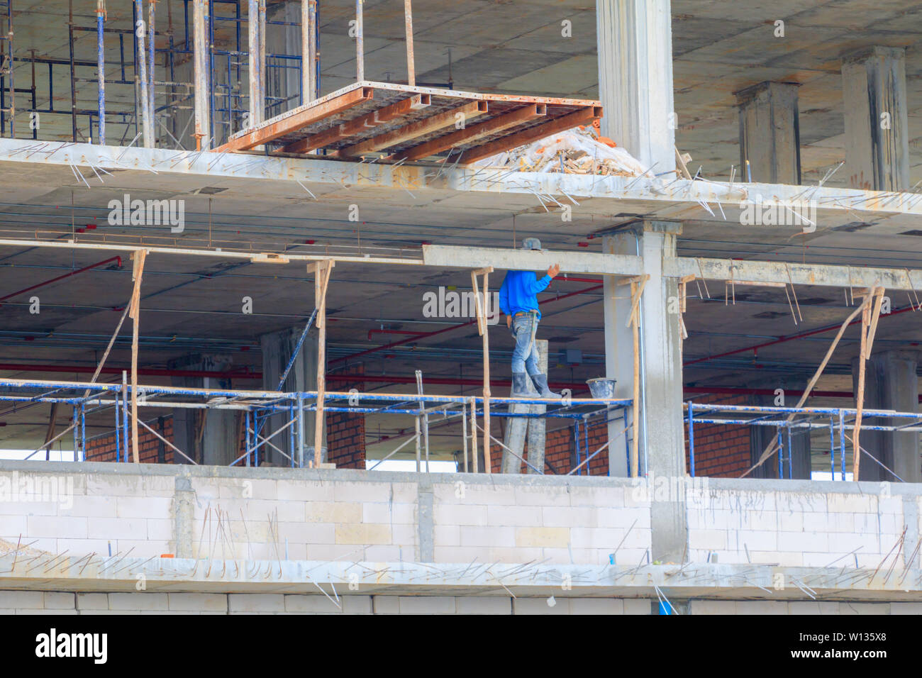 construction workers building develop of housing at laborer work ...