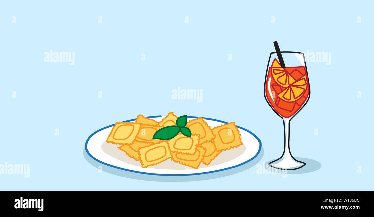 heaped plate of pasta juicy orange fruit cocktail restaurant food menu ...