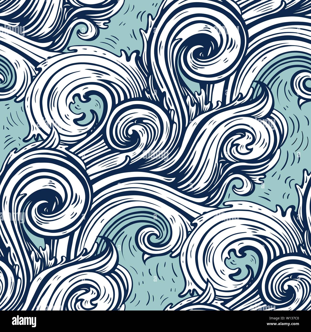 Sea waves. Hand drawn vector illustration Stock Vector Image & Art - Alamy
