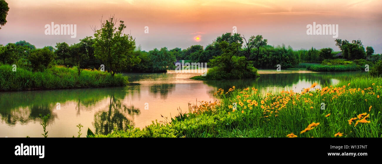 Panorama of Xixi Wetland Park in Hangzhou Stock Photo - Alamy