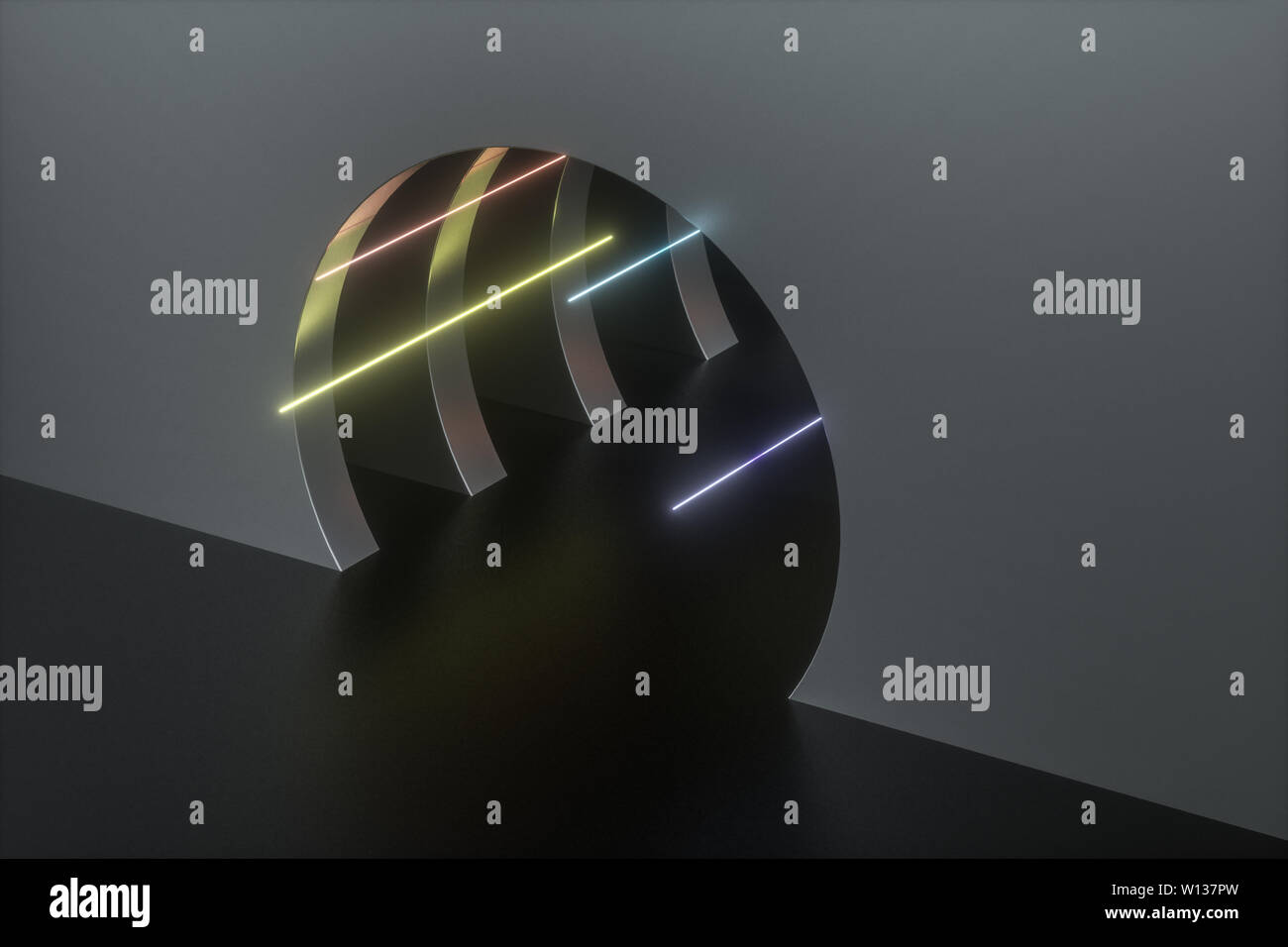 Three-dimensional rendering, curve channels with scattering luminous ...