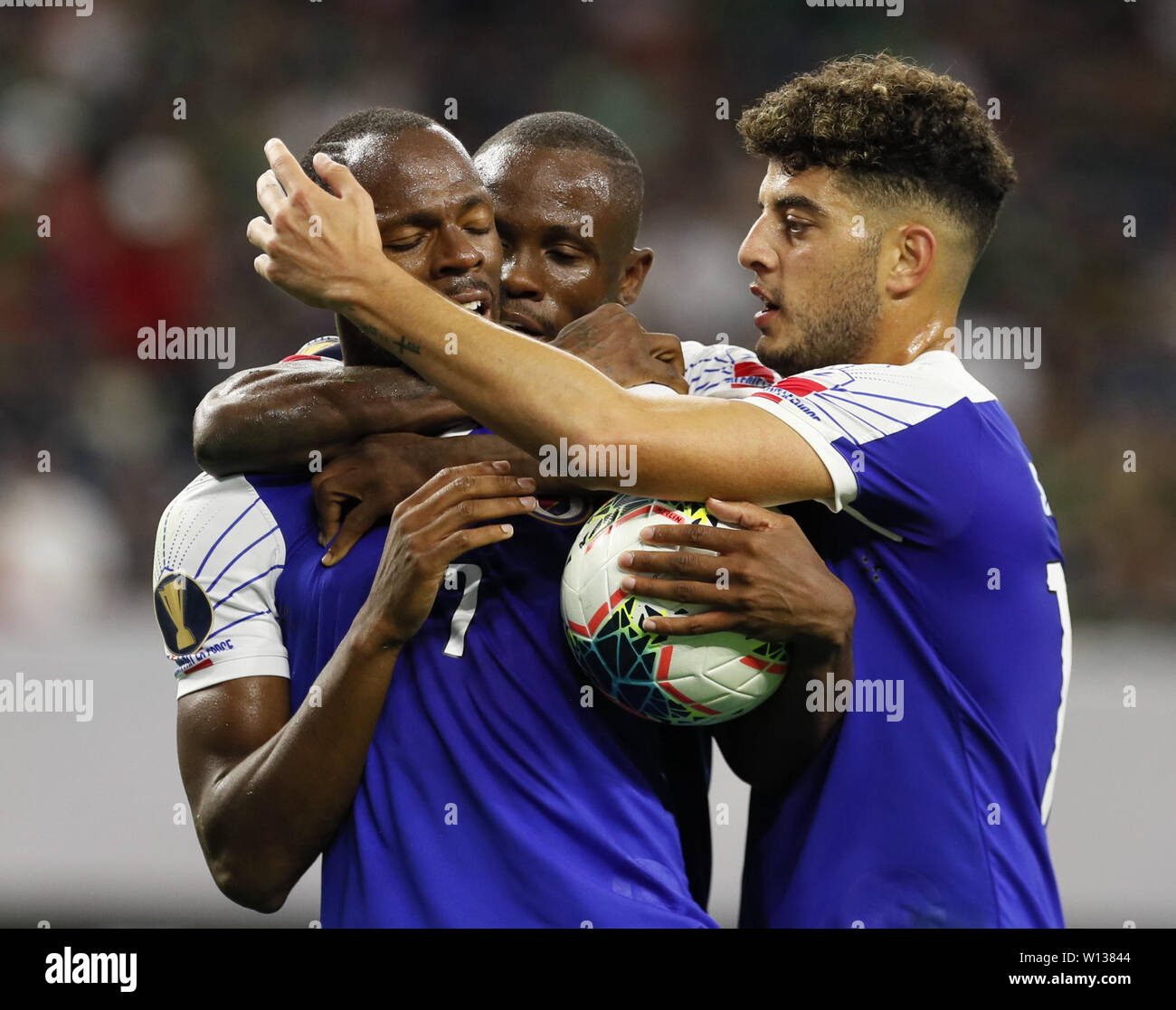 (190630) -- HOUSTON, JUNE 30, 2019 (Xinhua) Haiti forward Herve Bazile ...