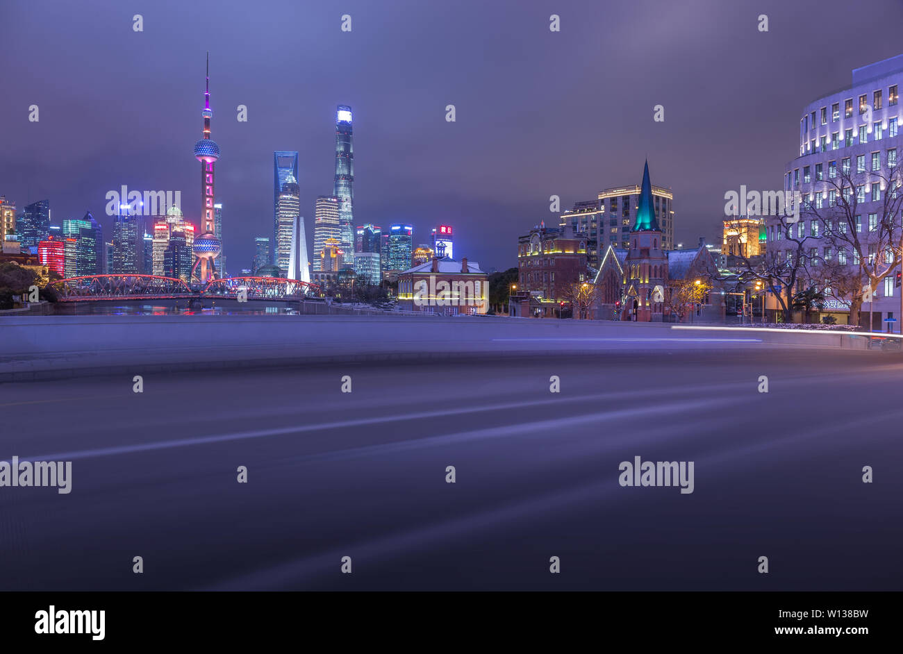 Shanghai night scenery, floral city scenery Stock Photo - Alamy