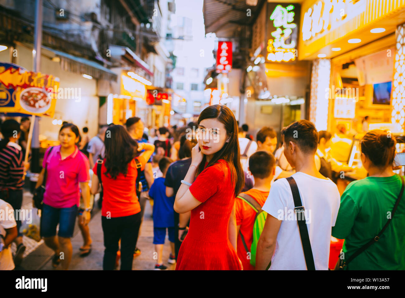 Red dress to Macau Stock Photo - Alamy