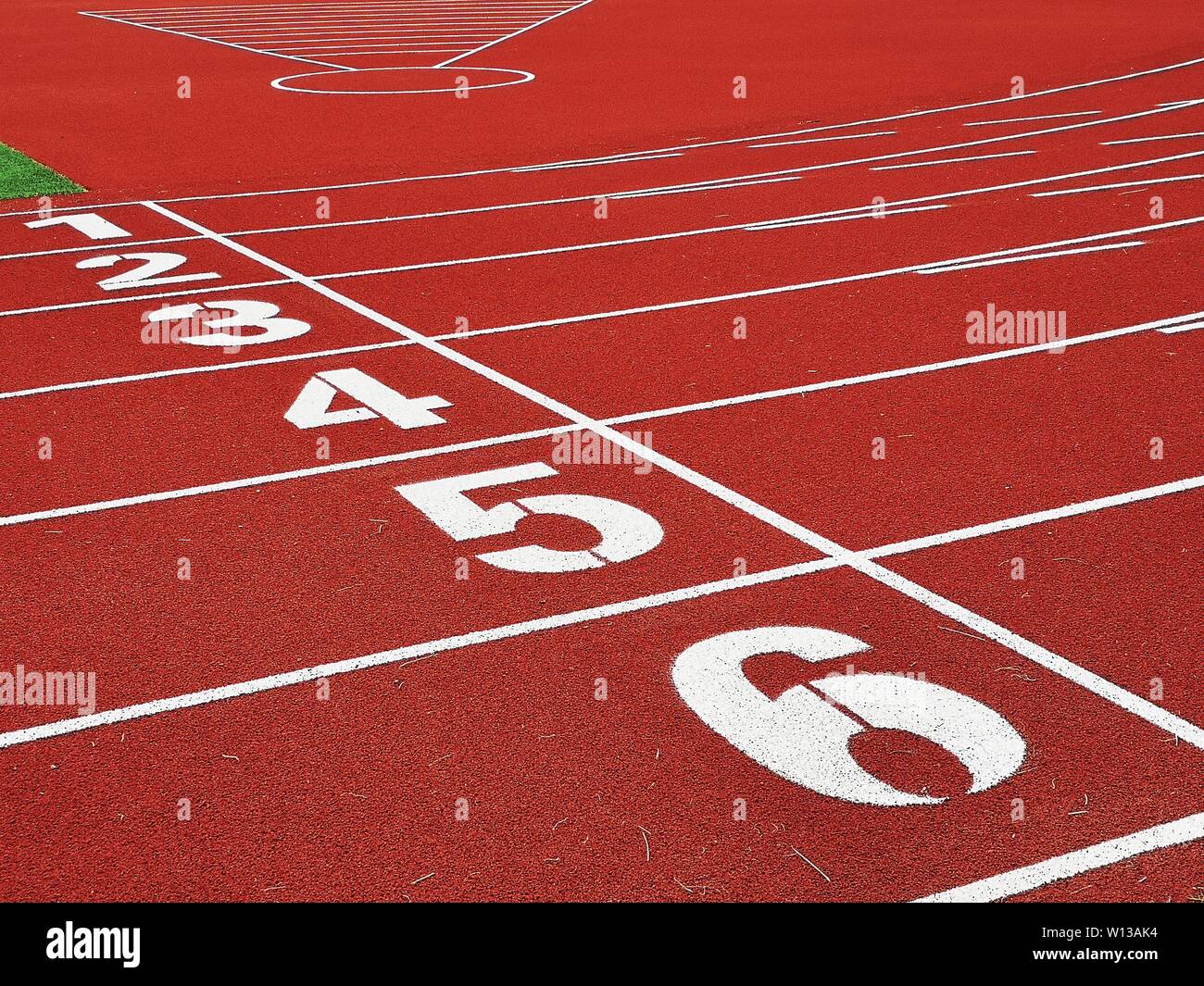 Athletics starting line Stock Photo - Alamy