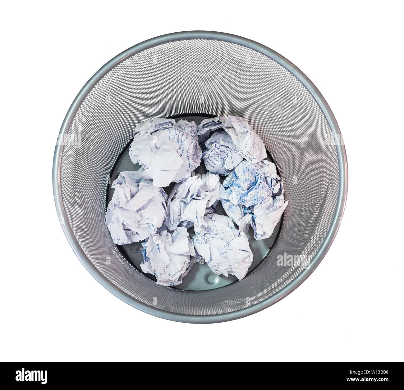 Bin mesh net pattern trash paper crumple,isolated on background Stock ...