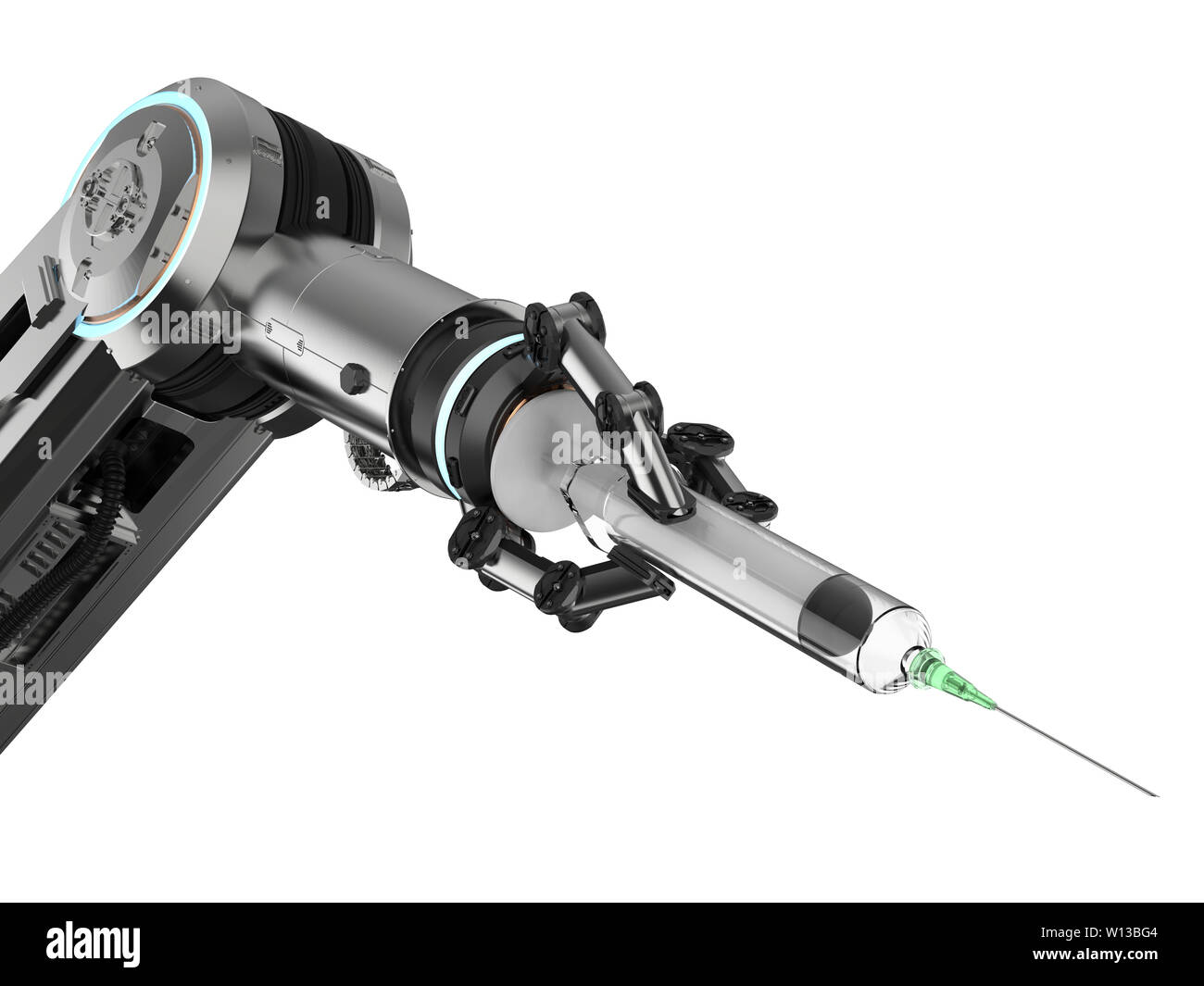 Medical technology concept with 3d rendering robotic hand holding ...