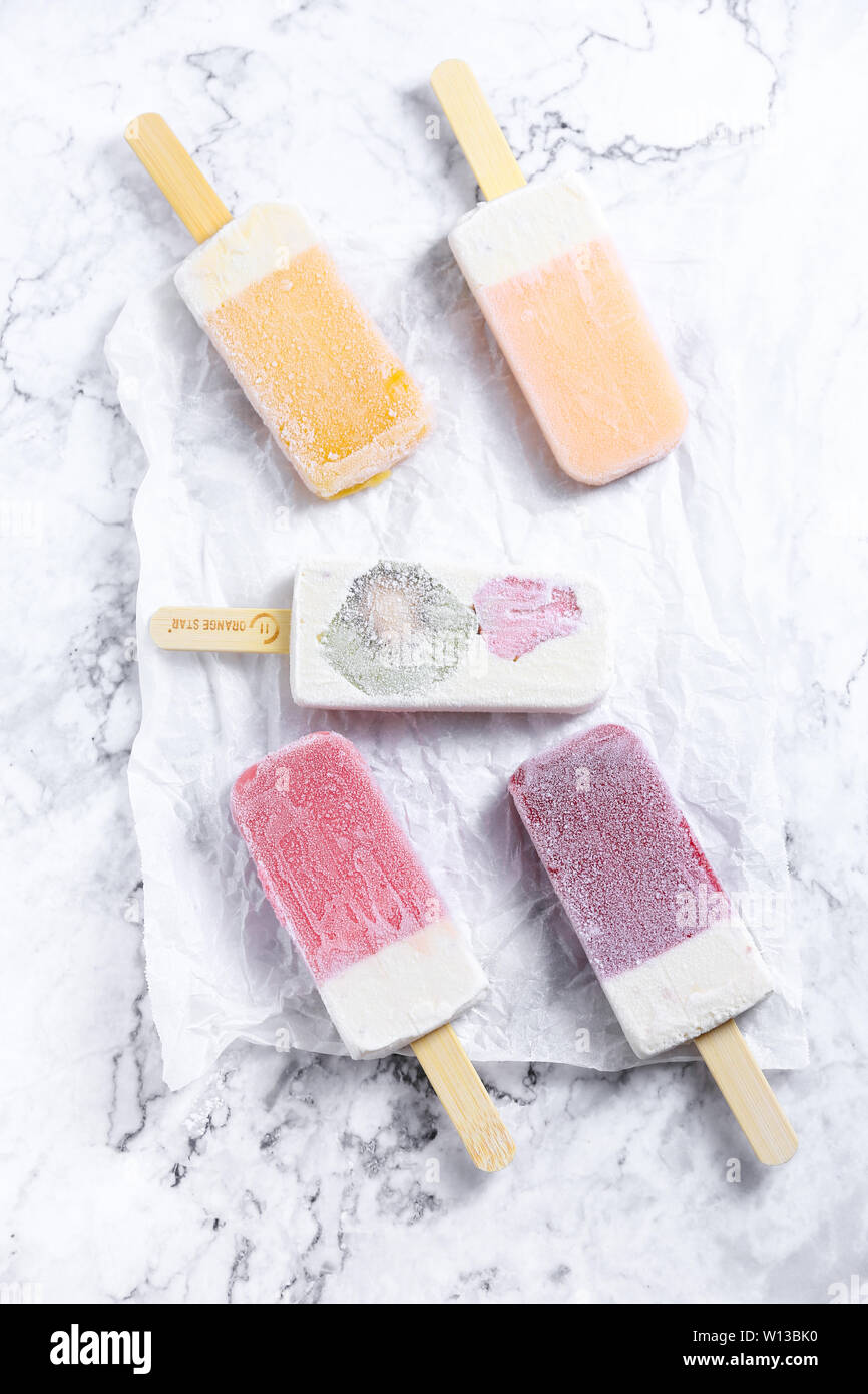 Fruit milk, popsic Stock Photo - Alamy