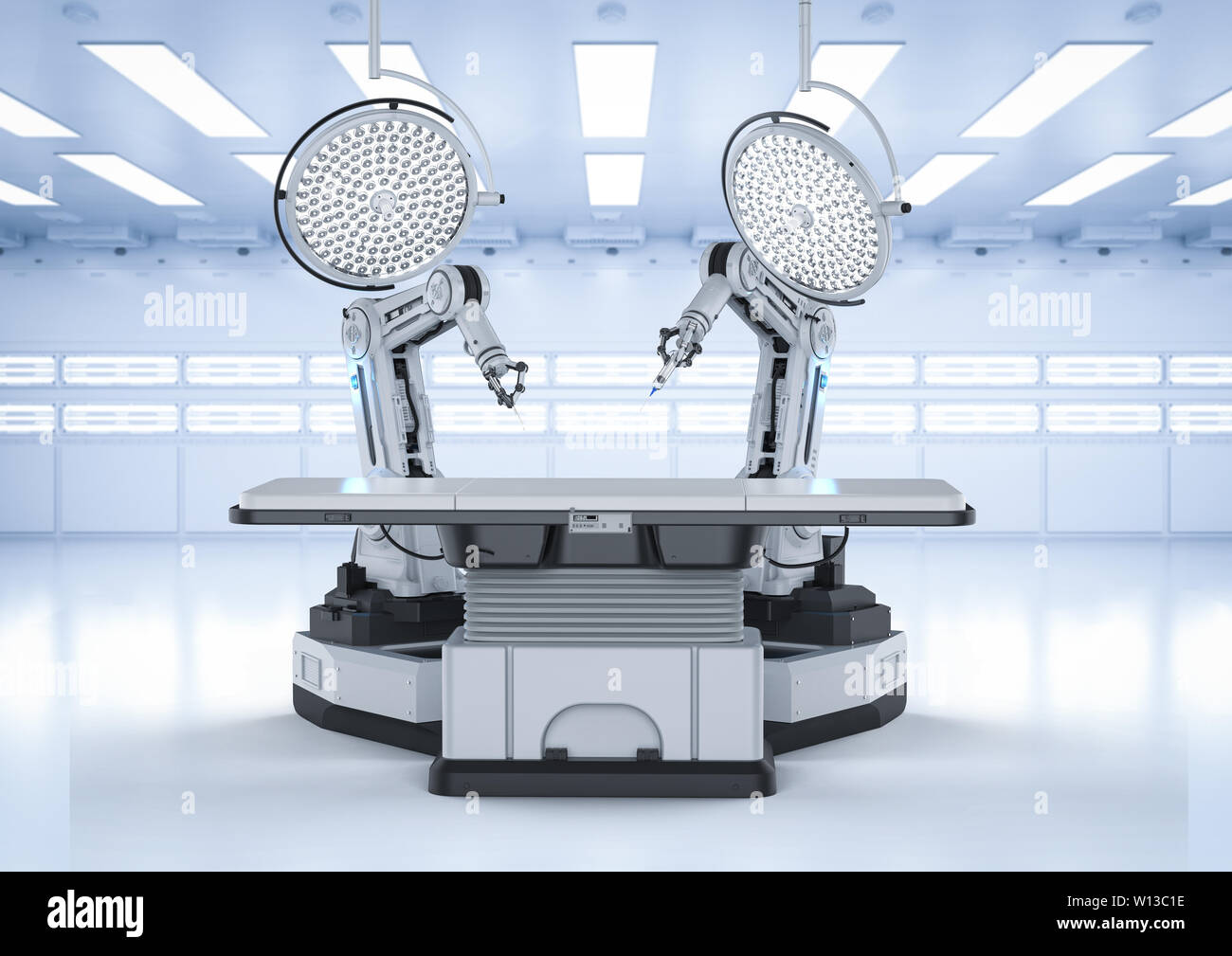 Medical technology concept with 3d rendering robot surgery machine with ...