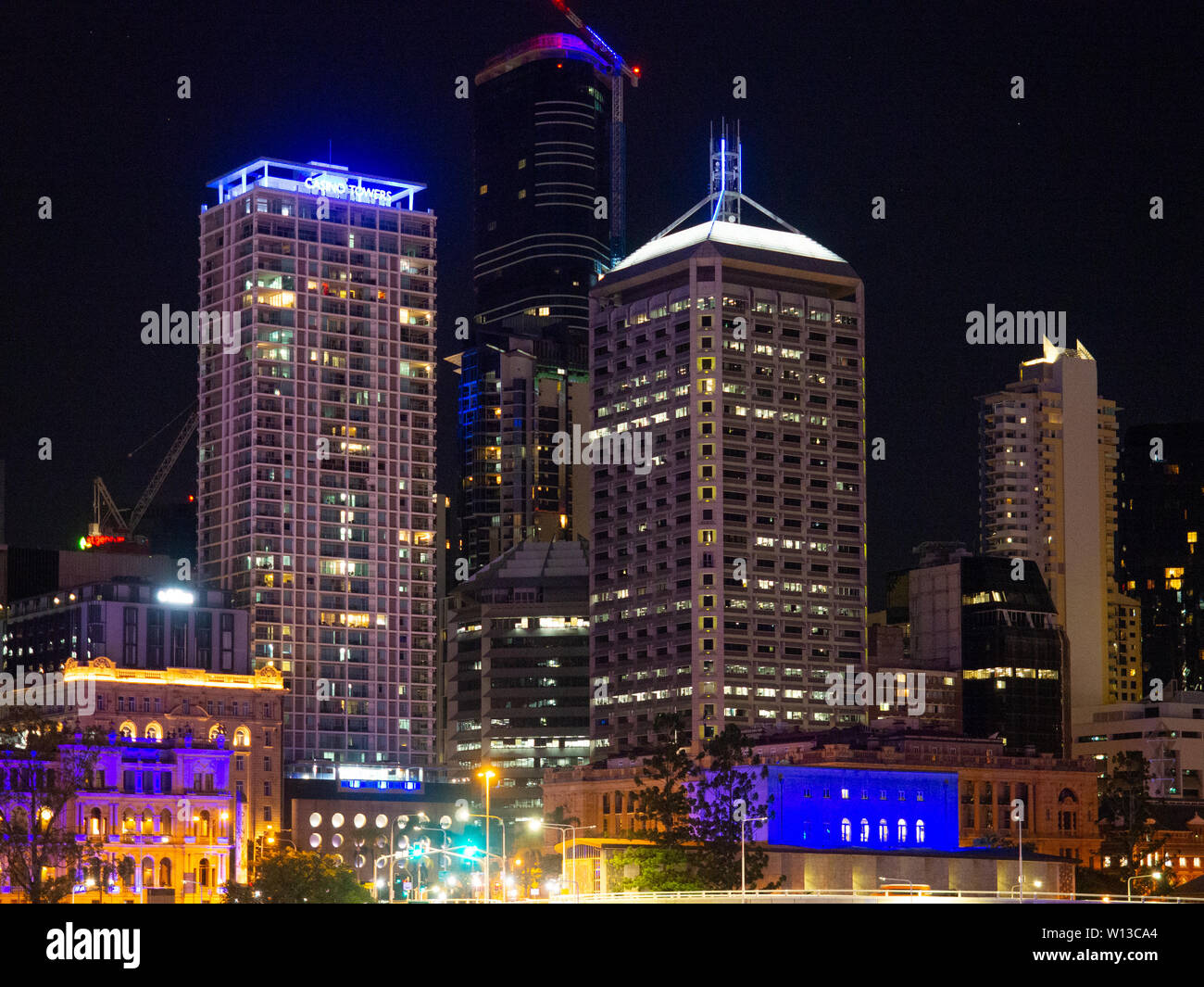 Brisbane City At Night Stock Photo - Alamy