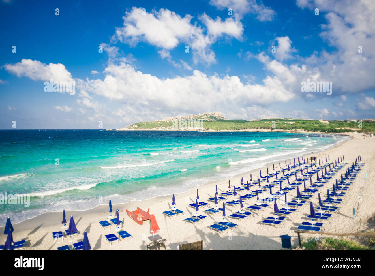 Beach of Rena di Ponente, Sardinia Island, Italy. Blue Sky. La Colba ...