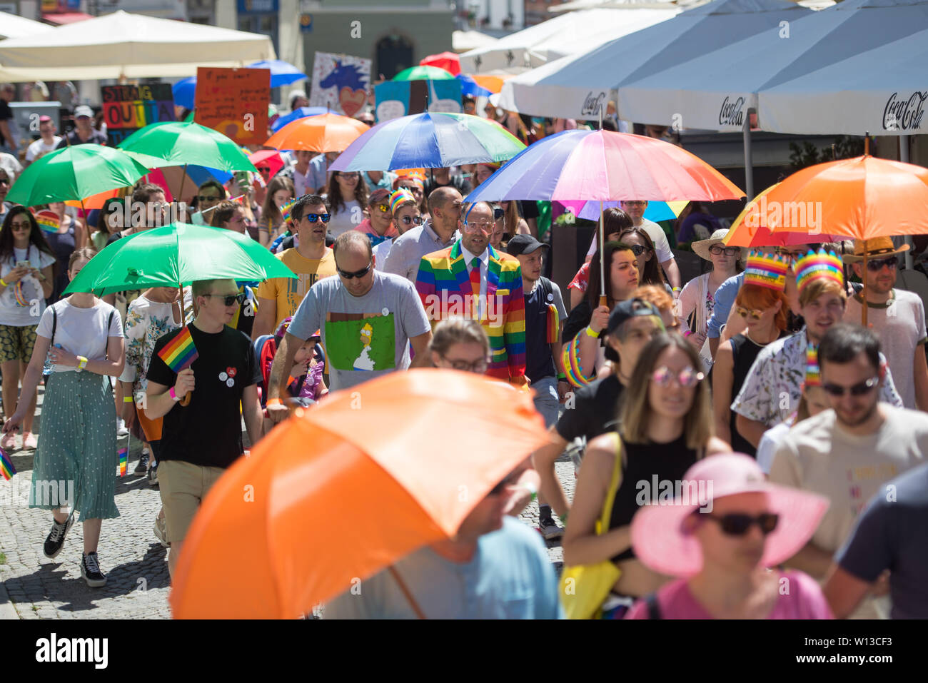 Maribor, Slovenia. 29th June, 2019. People with rainbow flags and ...