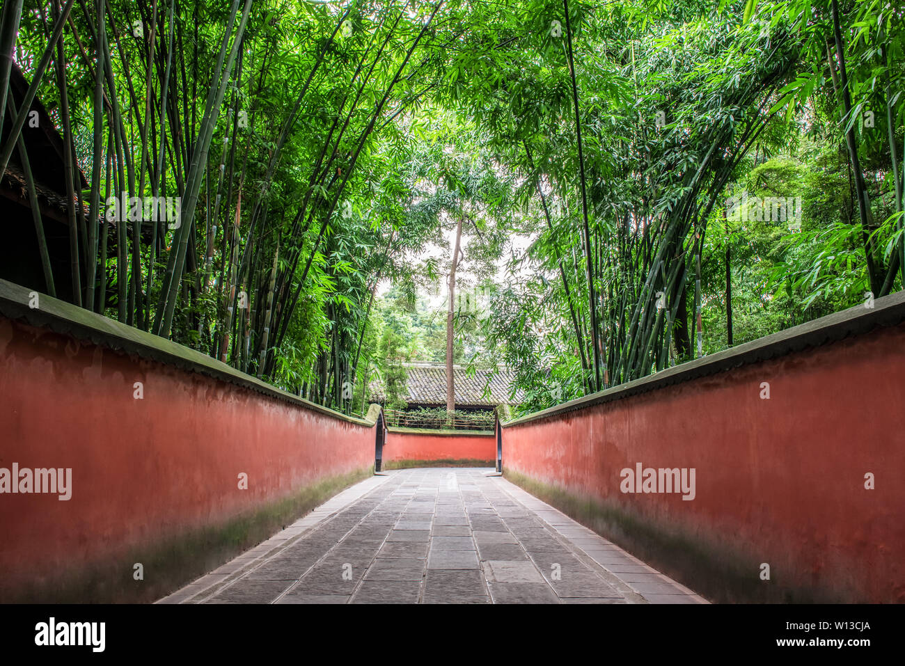 Chengdu Du Fu Cottage Flower Trail Red Wall Stock Photo - Alamy