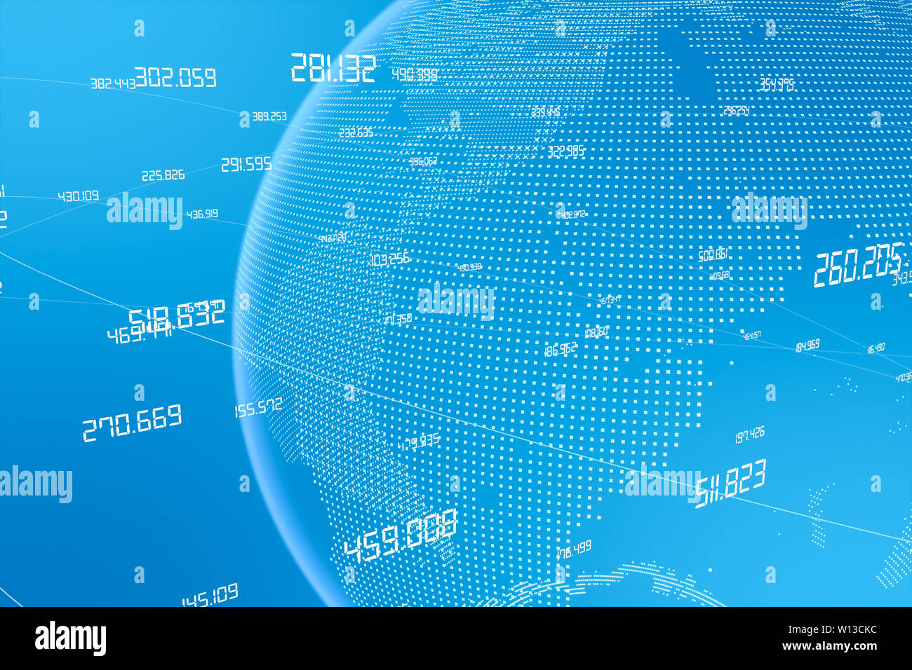 3D rendering, global big data concept light color background Stock ...