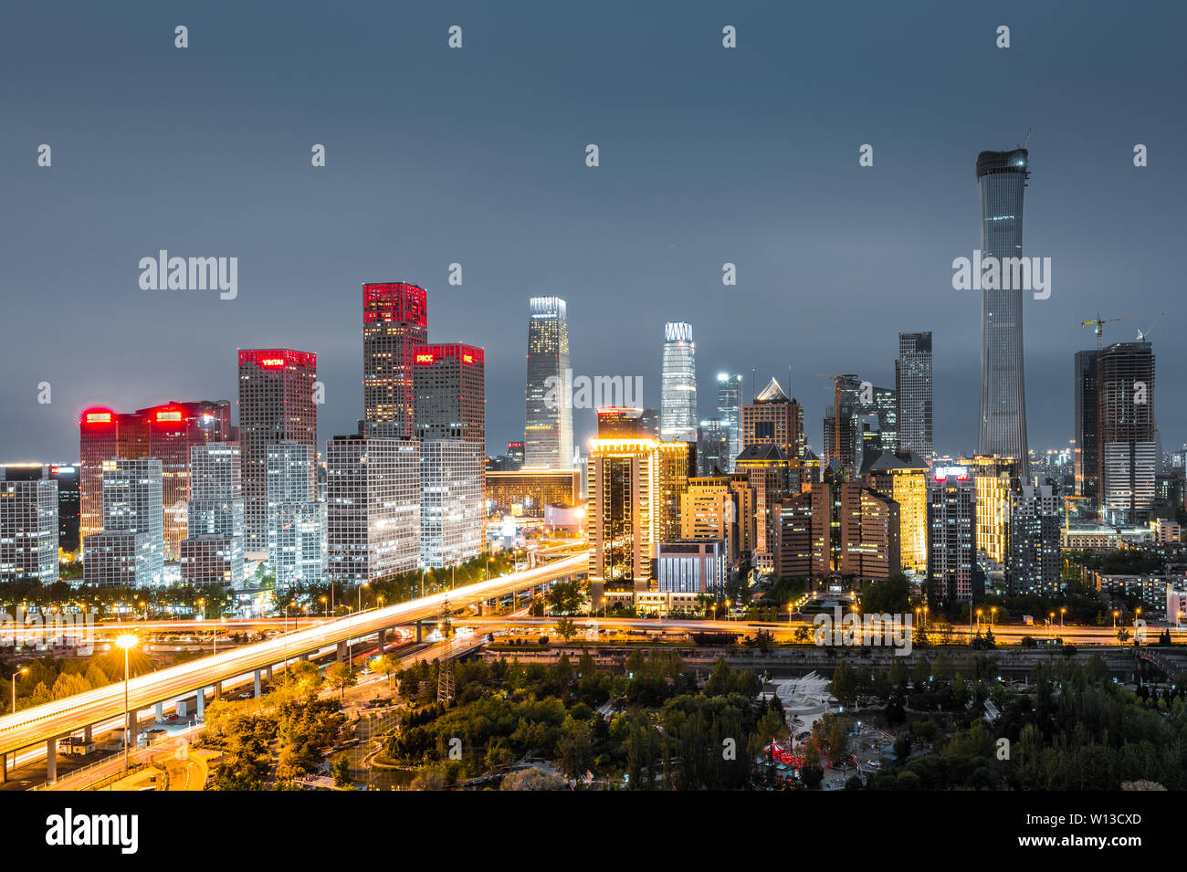 Beijing skyline at night hi-res stock photography and images - Alamy