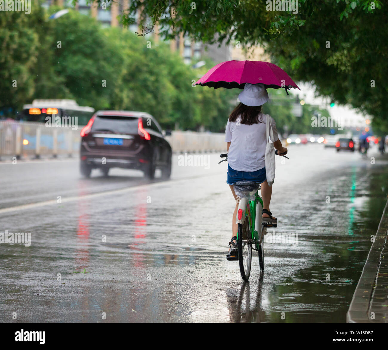 Motorbike Riding In Rain