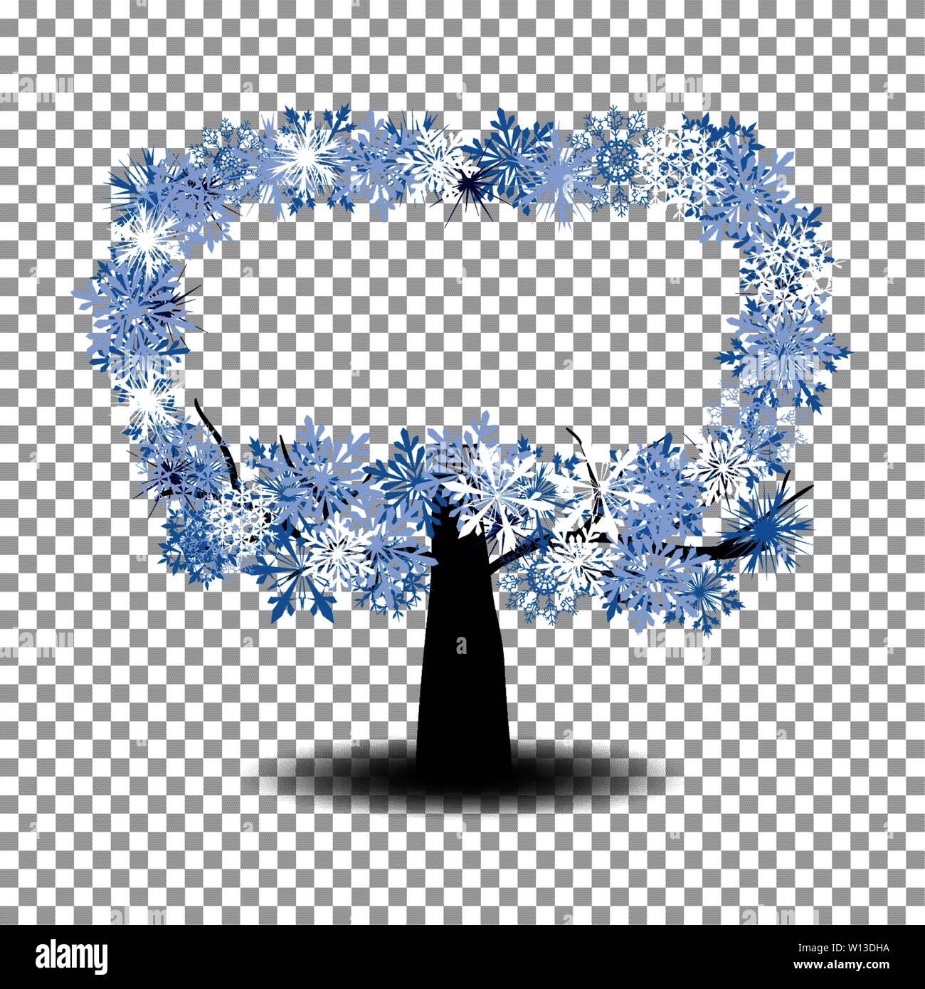 Beautiful winter tree with snowflakes leaves. Vector illustration Stock ...