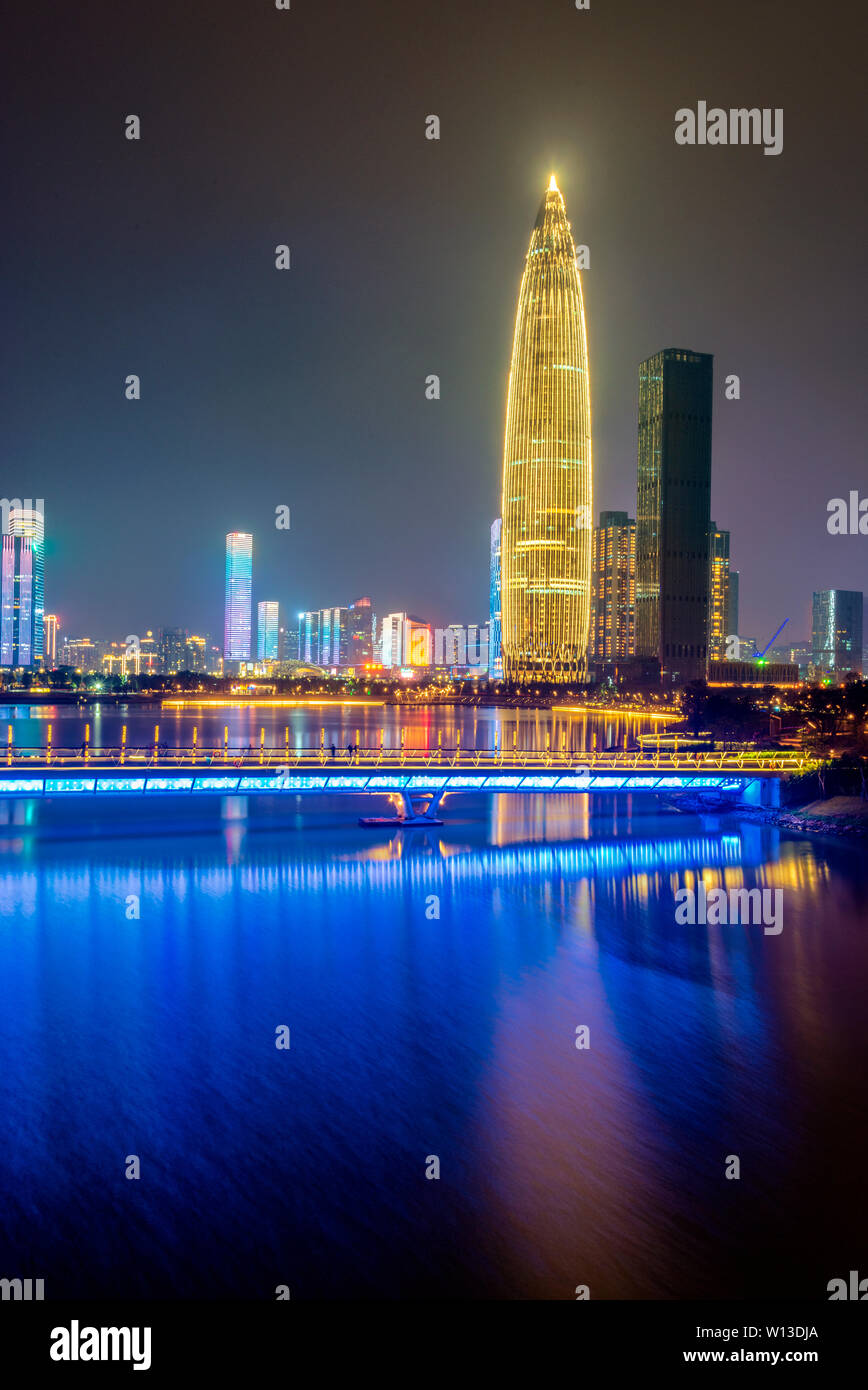 Night view of Shenzhen Shenzhen Bay Talent Park, Guangdong Stock Photo ...