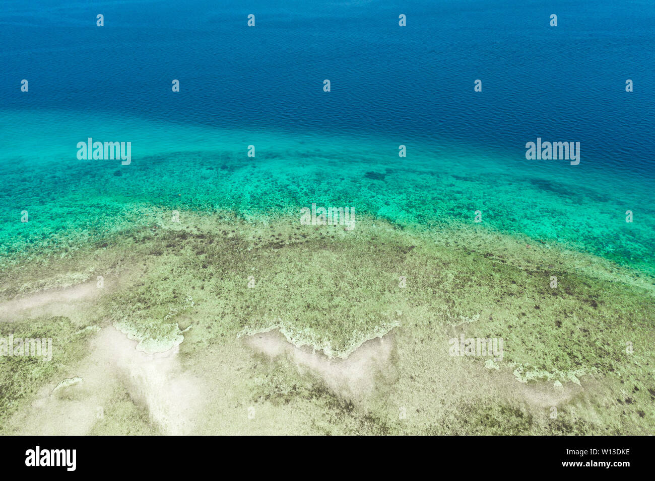 Transparent sea water, top view. Aerial view of calm sea water. Top ...