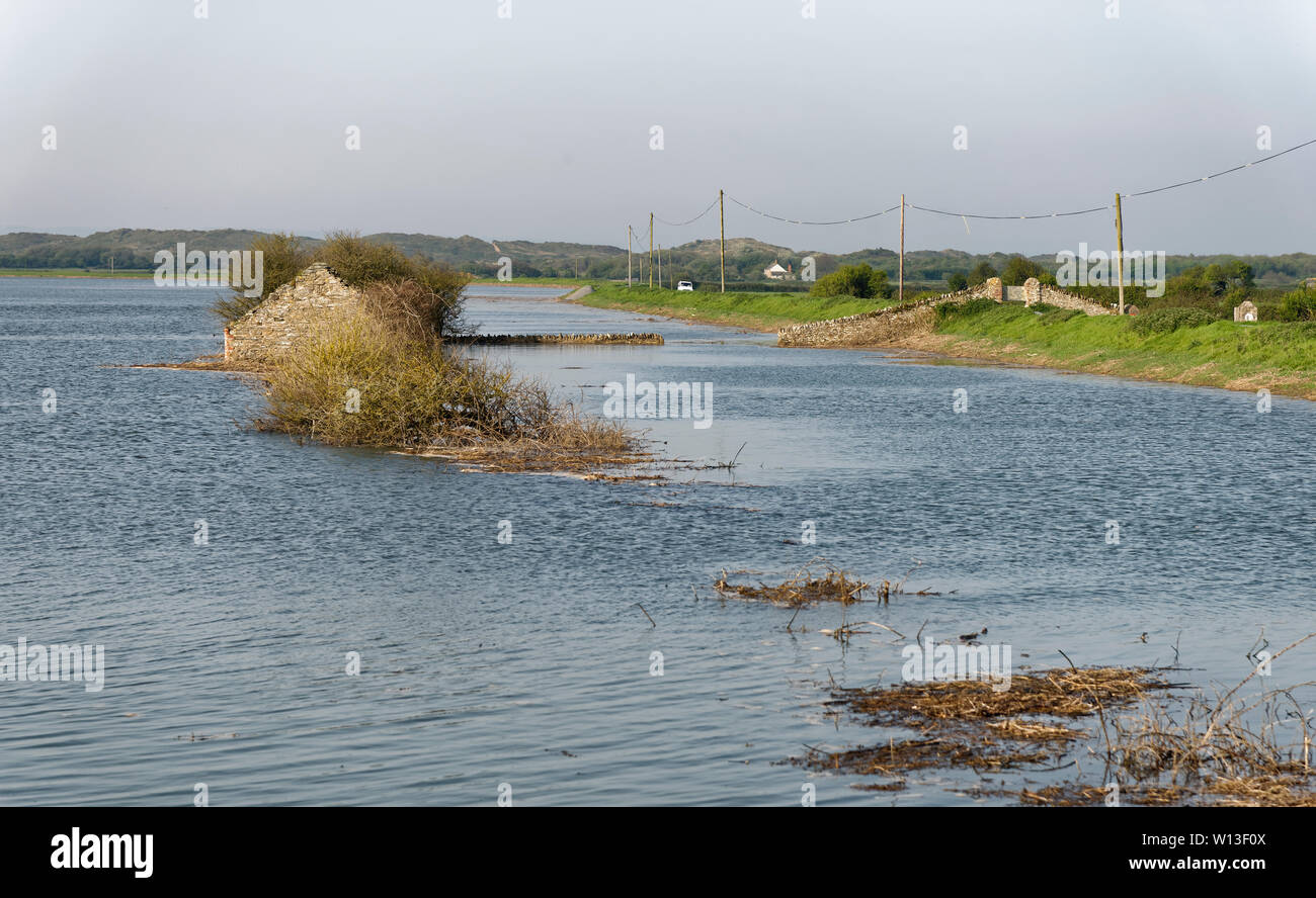 Flooded Grazing Marsh at Horsey Island, Braunton Marsh, Devon, UK Stock ...