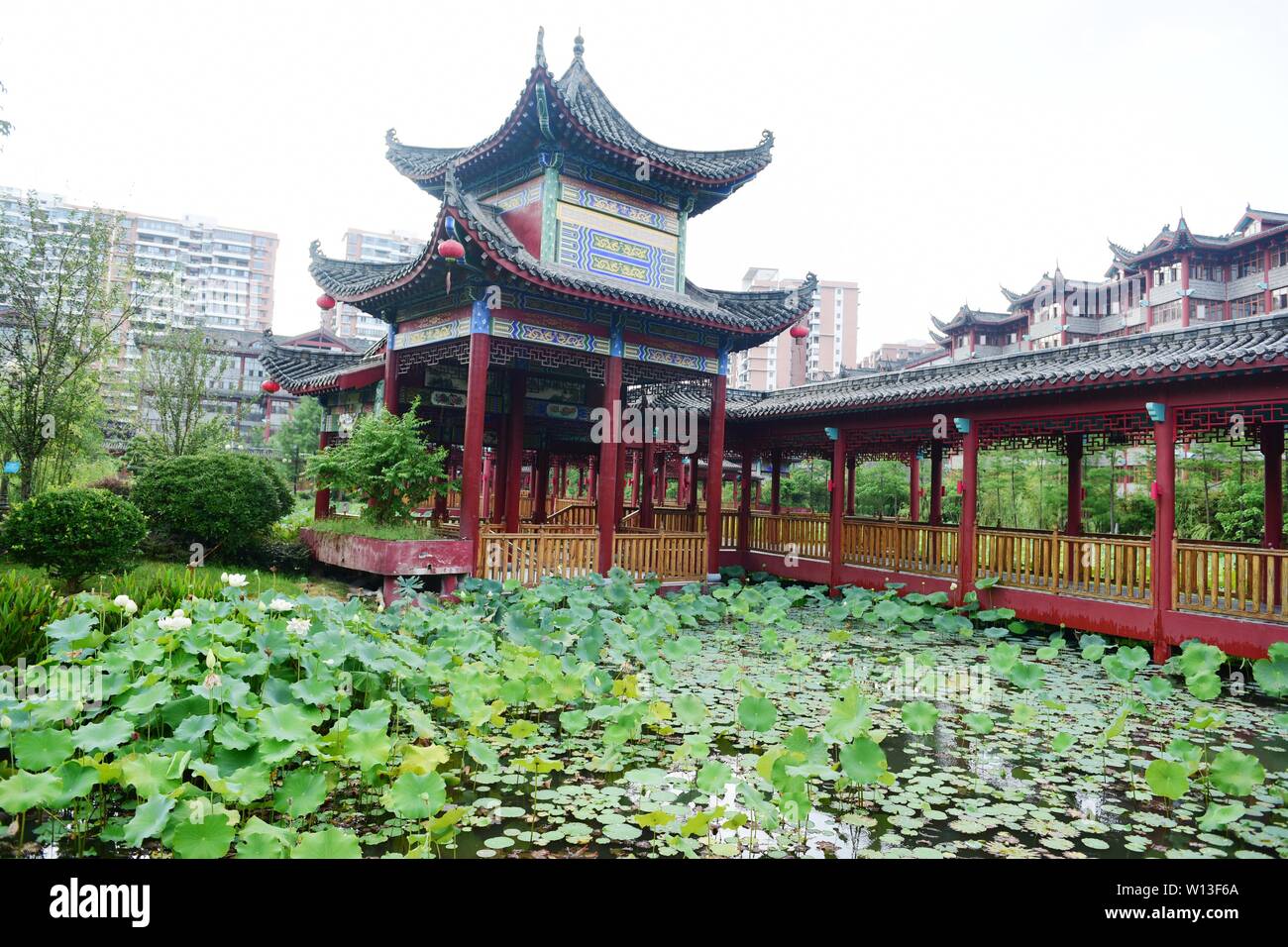 Antique architecture and lotus pavilion lotus Stock Photo - Alamy