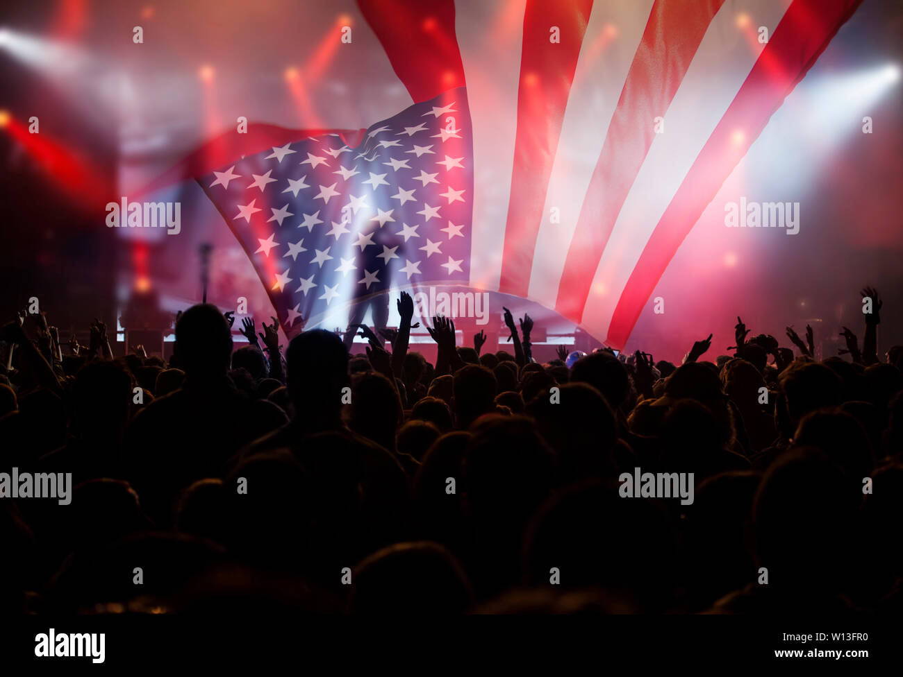 Crowd of people celebrating Independence Day. United States of America ...
