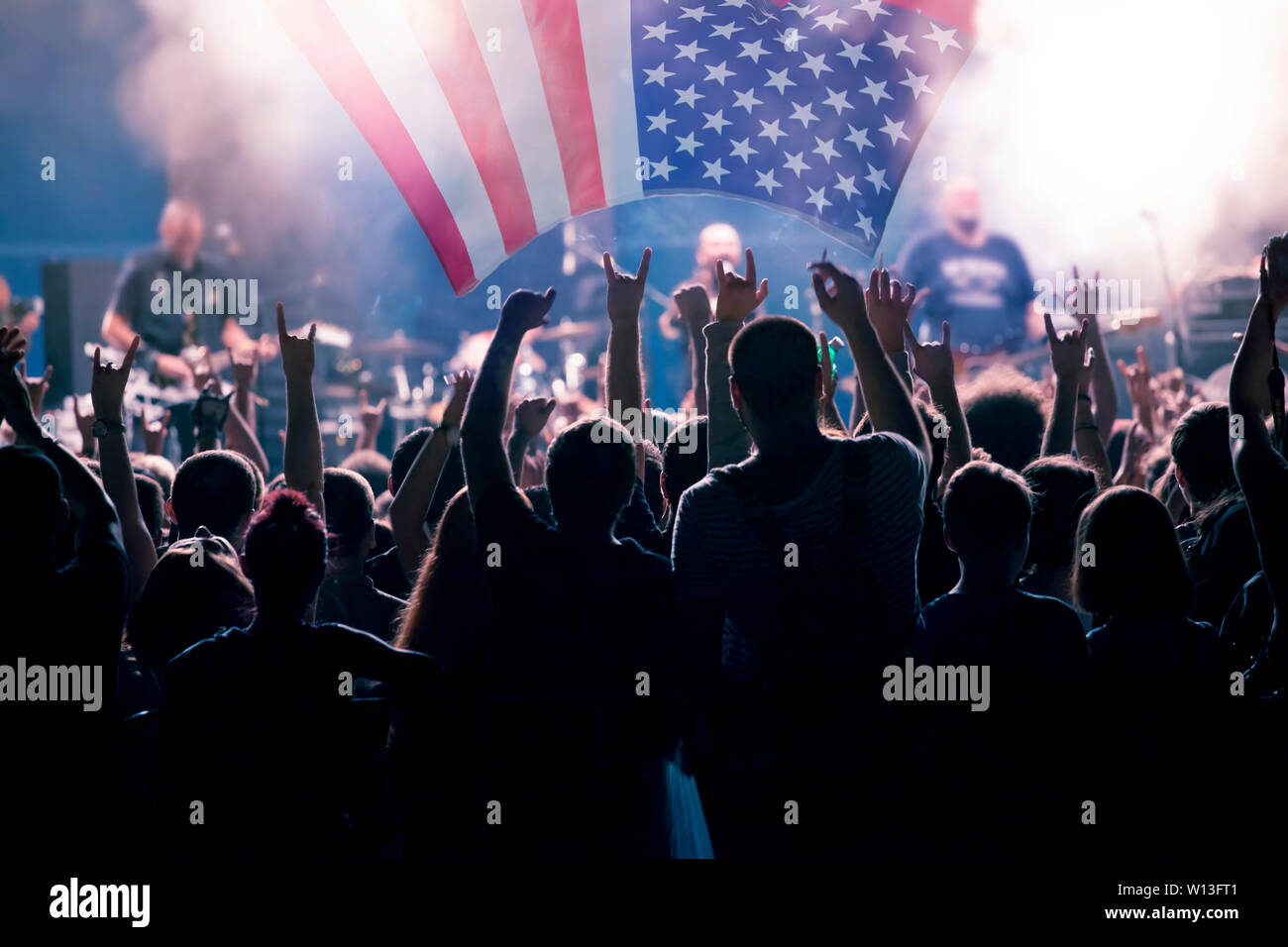 Crowd of people celebrating Independence Day. United States of America ...