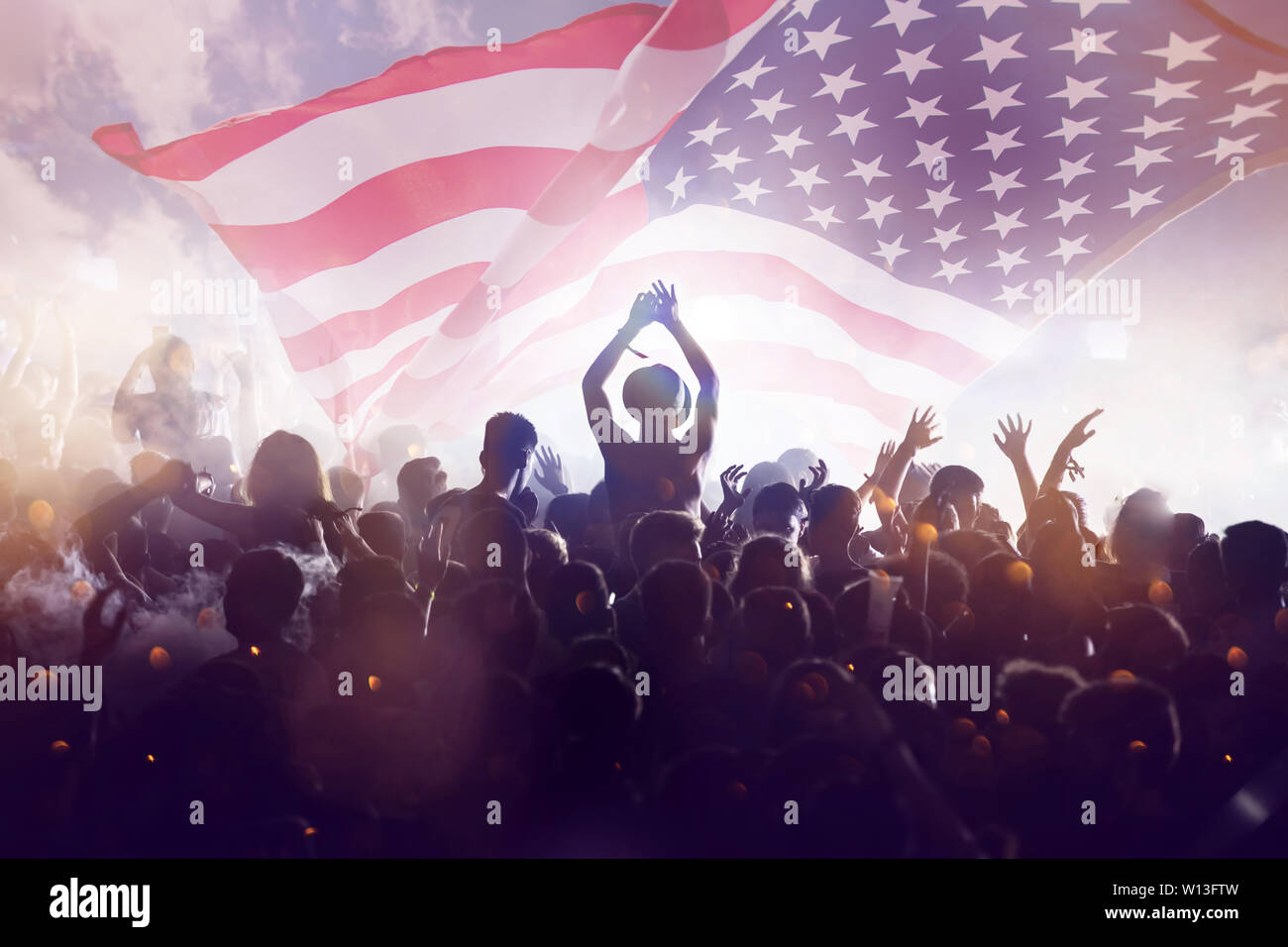 Crowd of people celebrating Independence Day. United States of America ...