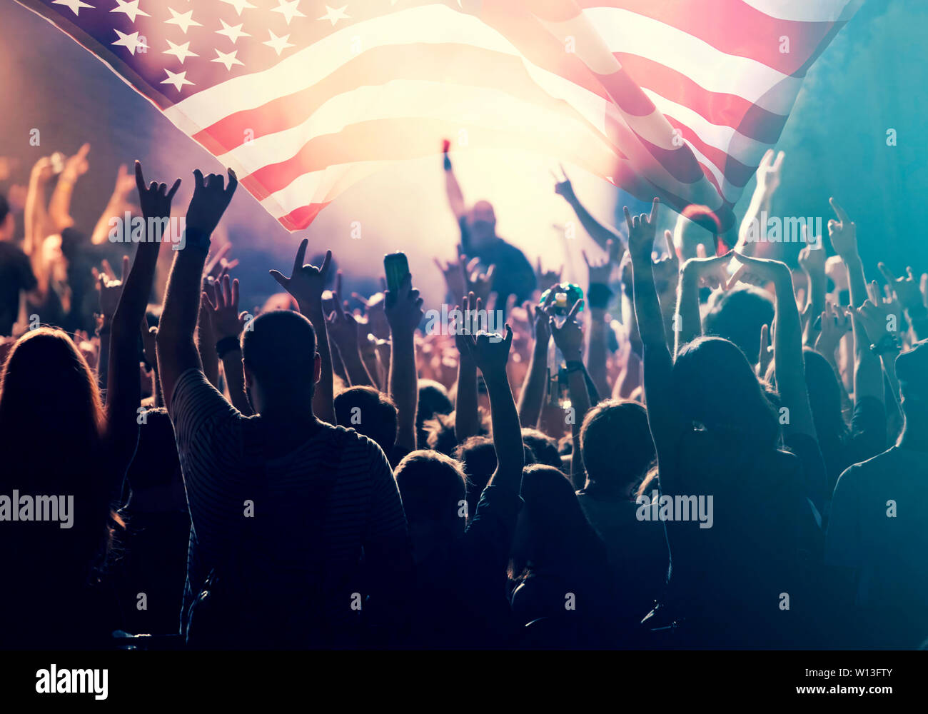 Crowd of people celebrating Independence Day. United States of America ...