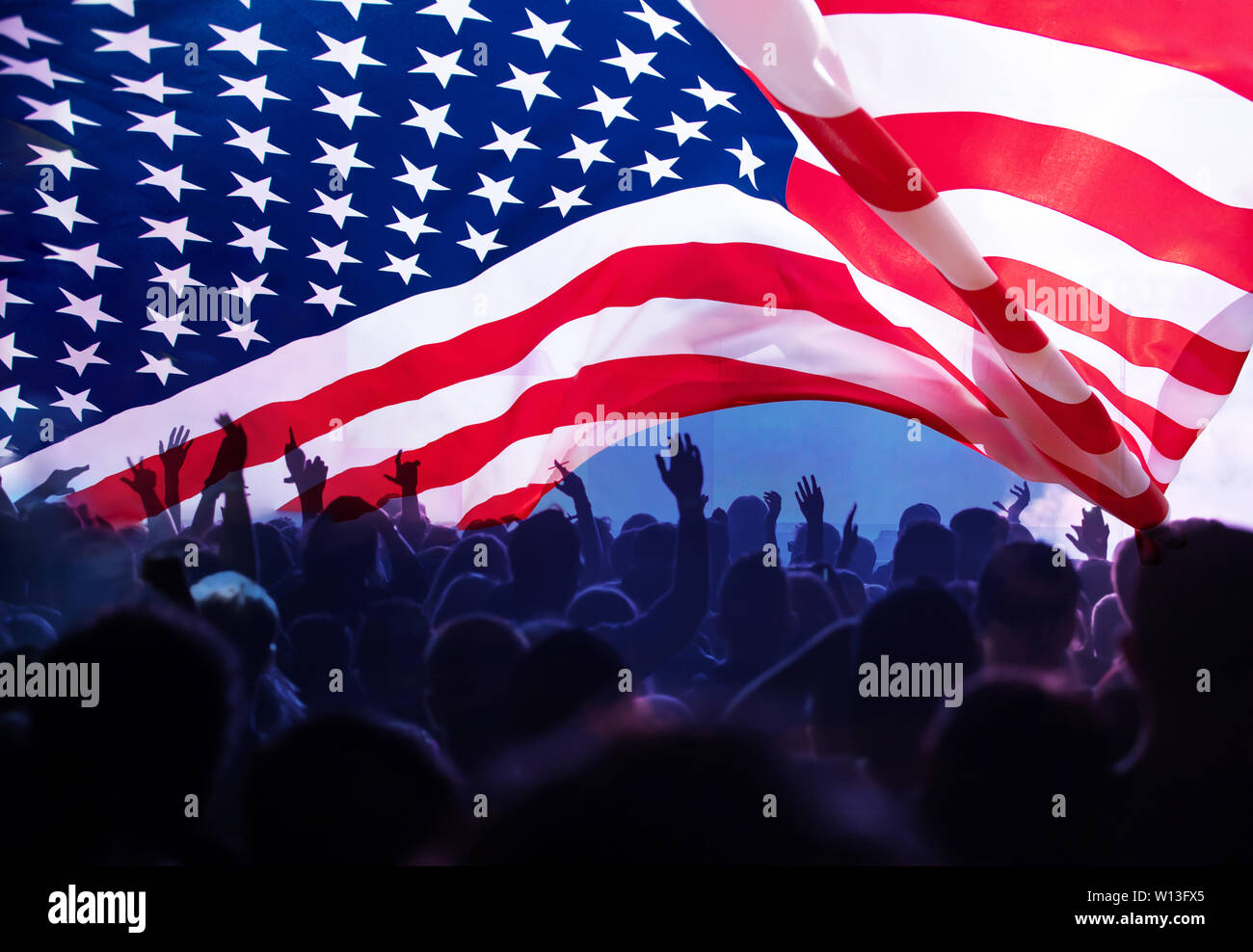 Crowd of people celebrating Independence Day. United States of America ...