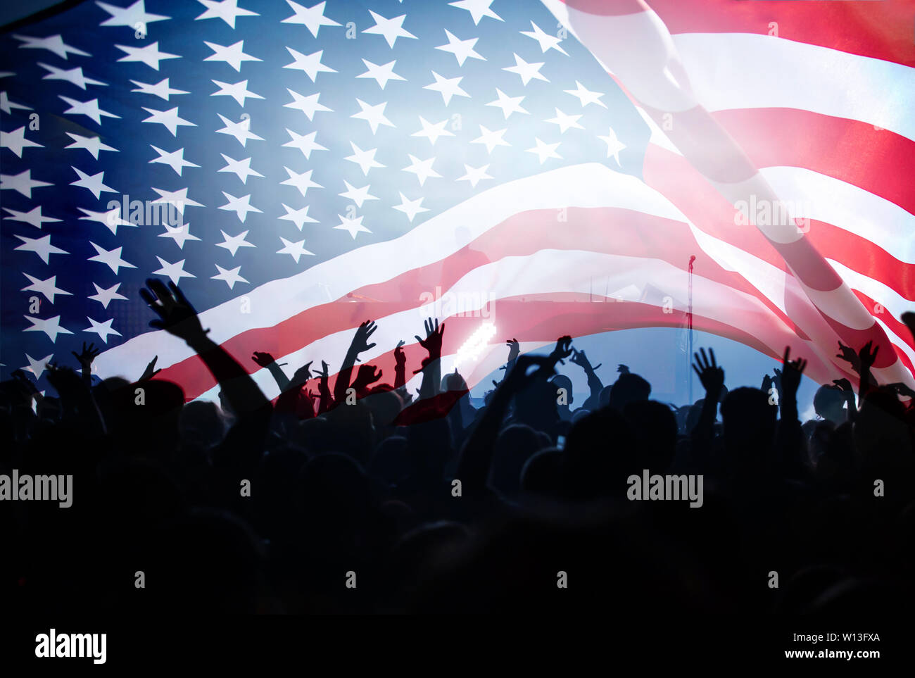 Crowd of people celebrating Independence Day. United States of America ...